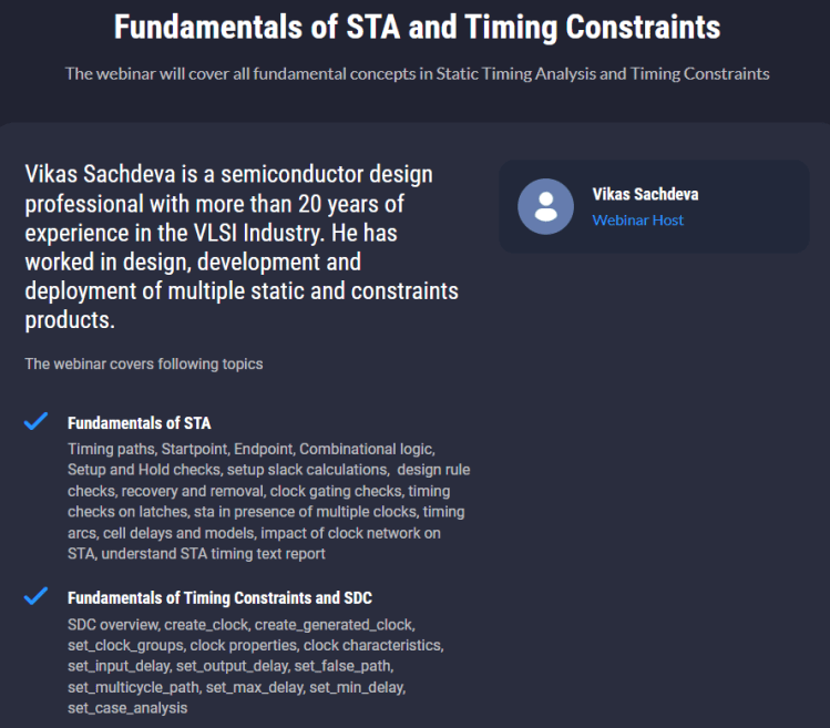 STA and Timing constraints Live Webinar
